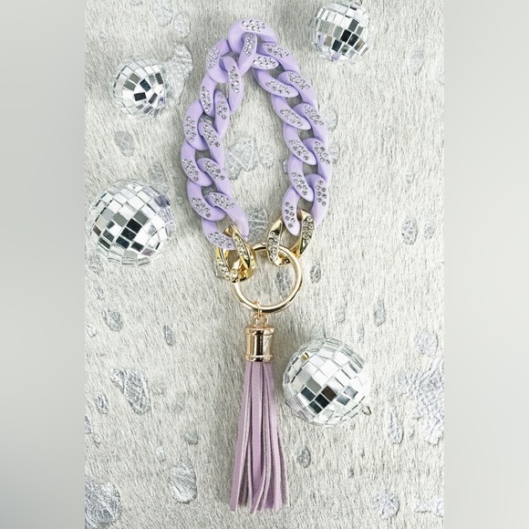 Accessories | Lavender Sparkle Chain Link Bracelet Keychain | Poshmark